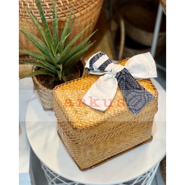 Gift box | Native handwoven bamboo square/rectangular storage box with ...
