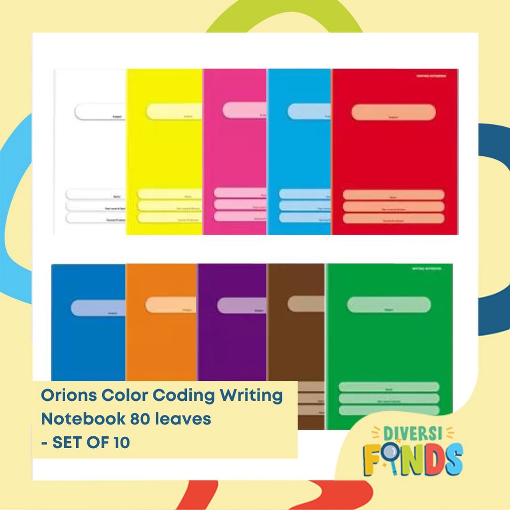 Orions Color Coding WRITING Notebook W/Plastic Jacket 80lvs- Set of 3 ...