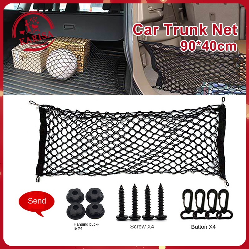 Universal Car Trunk Net With Hooks Adjustable Elastic Trunk Storage Net ...