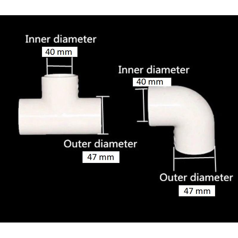 PVC elbow 40mm, PVC tee 40mm, PVC end cap 40mm | Shopee Philippines