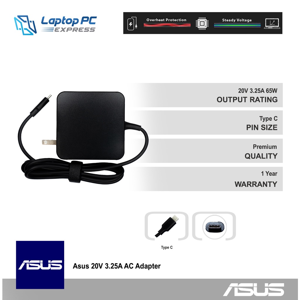 Asus Laptop Charger 65W Type C / USB-C | Shopee Philippines