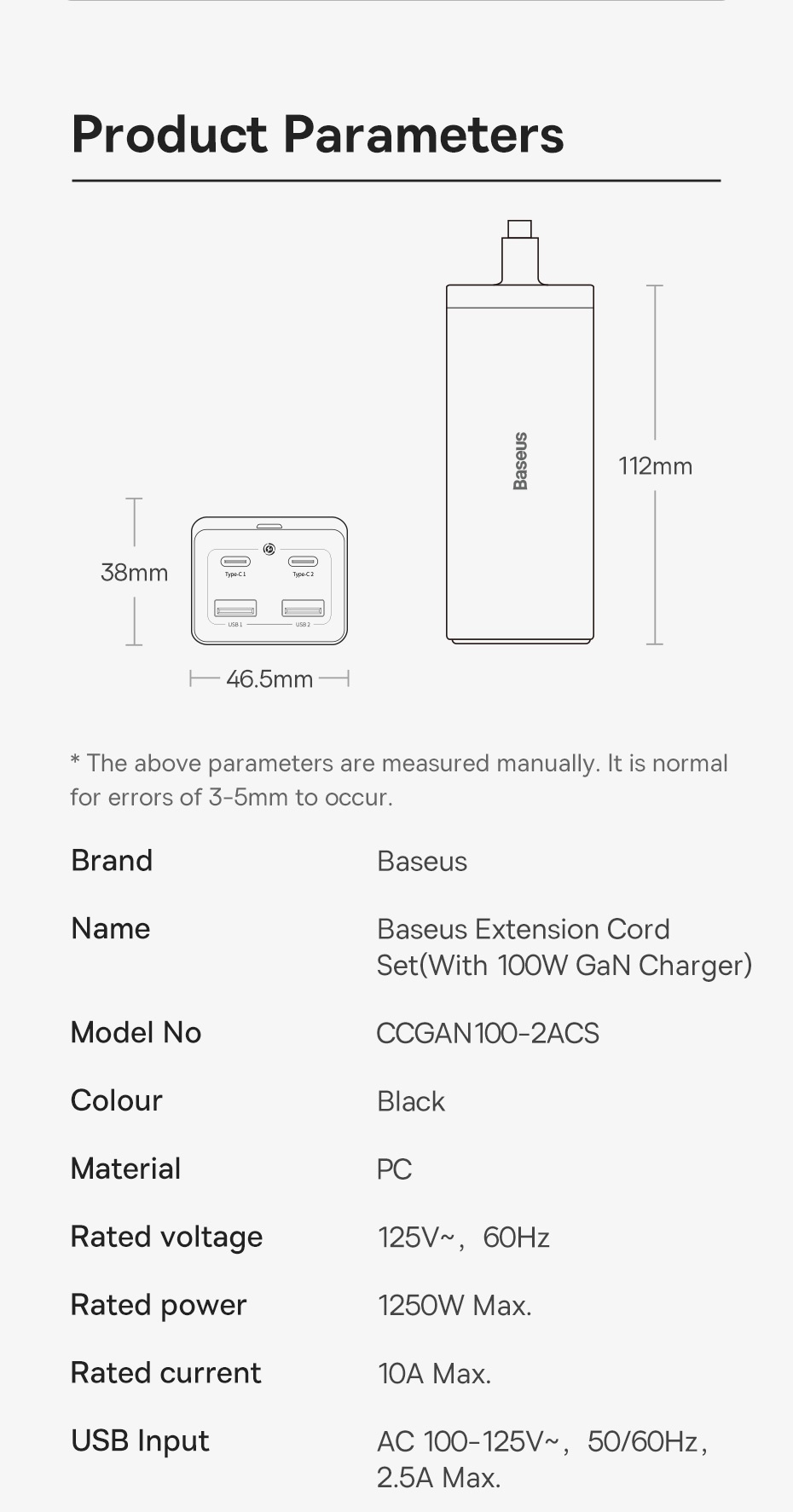 Baseus GaN 100W 65W Desktop Charger Quick Charge 4.0 QC 3.0 PD USB C Type C USB Fast Charging ...