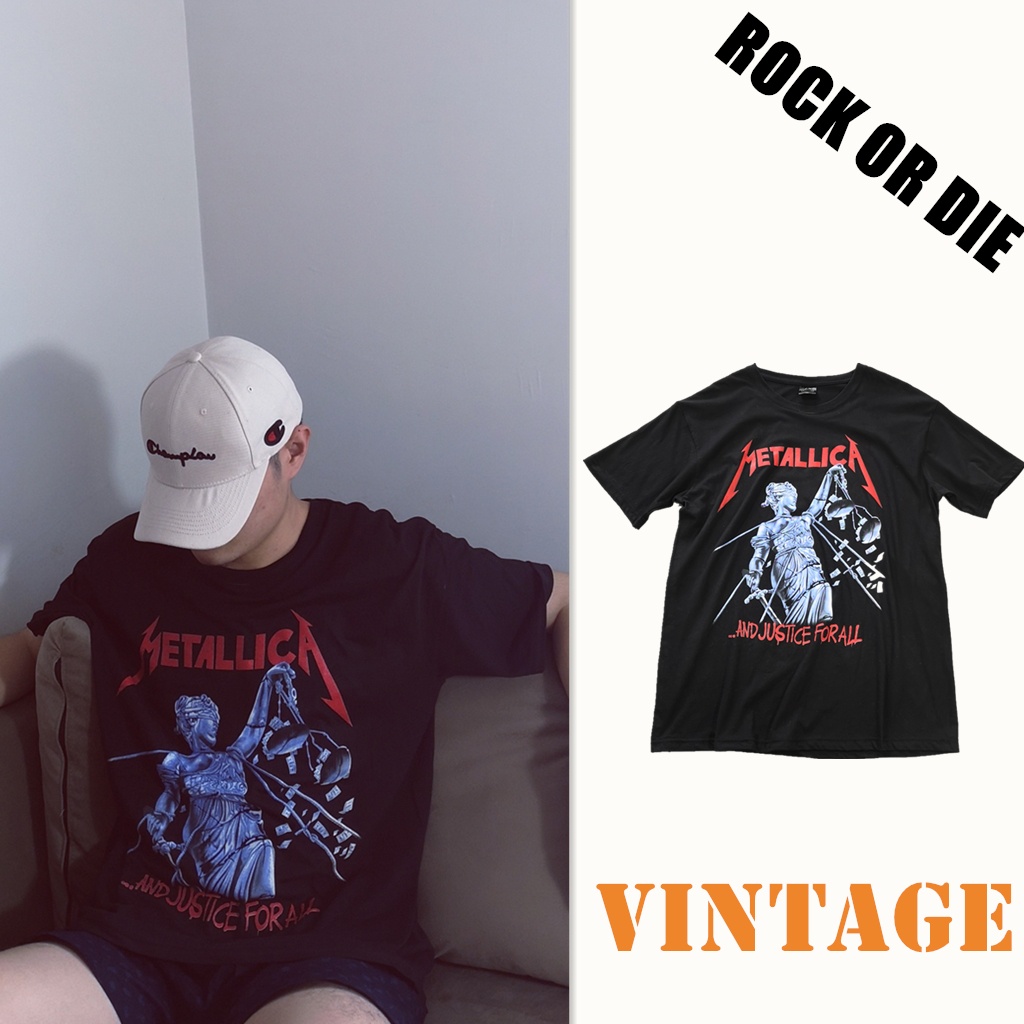 metalica T-shirt rock band vintage cotton short sleeve retro skull hip ...