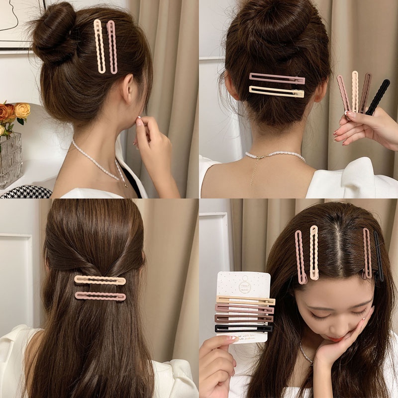 4 PCS Korean Simple Hairpin Set Brown Duck Bill Hairpin Exquisite Hair ...