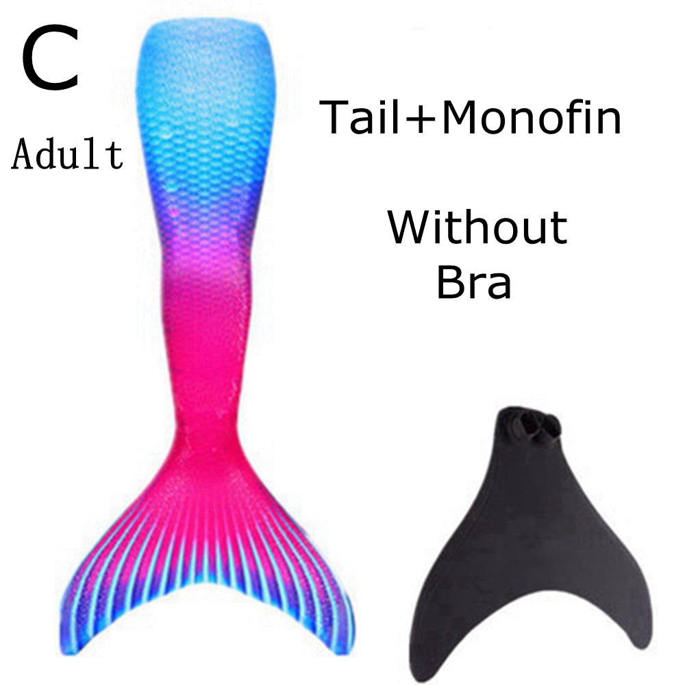 【Adult】 2Pcs Parent-Child Mermaid Costume Women Swimsuit with Monofin ...