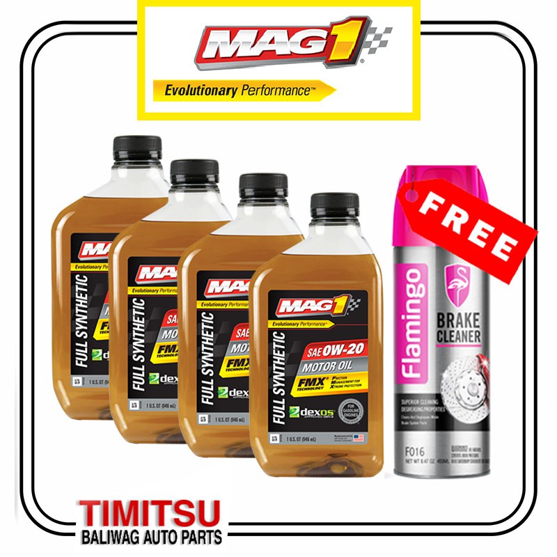 MAG1 SAE 0W-20 API SN MOTOR OIL (946ml) x 4 WITH FREE BRAKE CLEANER ...