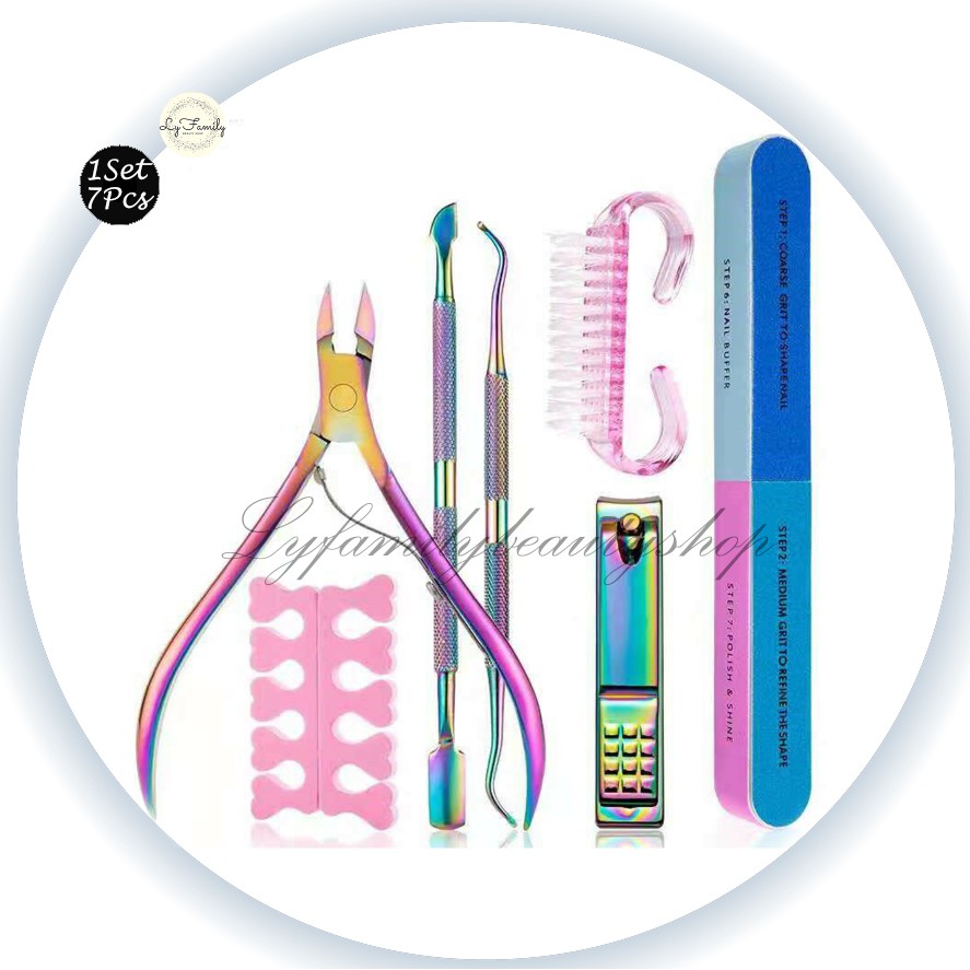 7PCS/Set Nail Art Care Tools Clipper Nail Files Manicure Pedicure ...