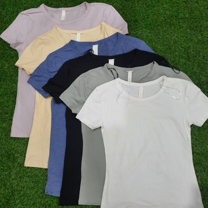 H &M Round Neck Body Hug Super Strectch T-Shirt | Shopee Philippines