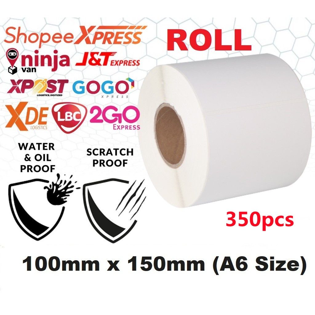 4 ROLL（1box）A6(100x150) 350 Sheets Thermal Sticker Standard Waybill ...