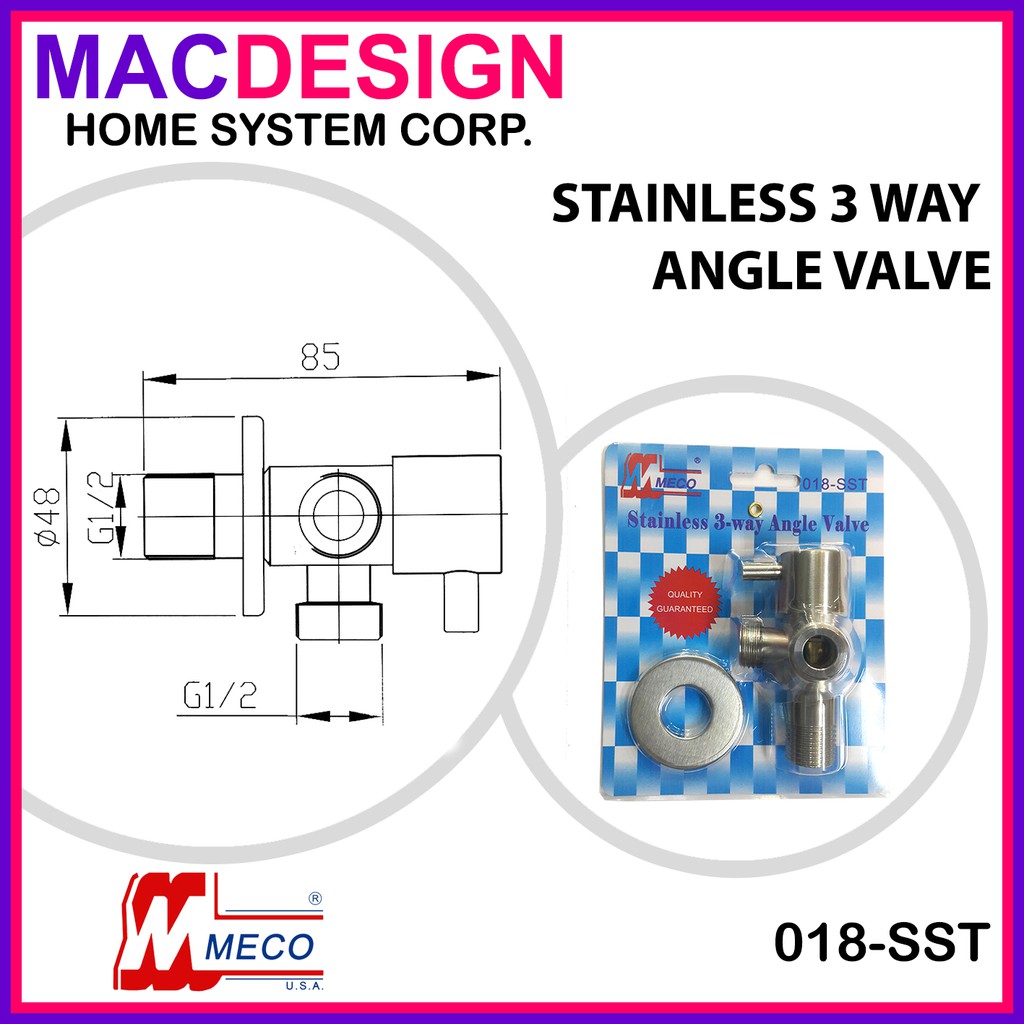 MECO 018SST STAINLESS 3 WAY ANGLE VALVE | Shopee Philippines