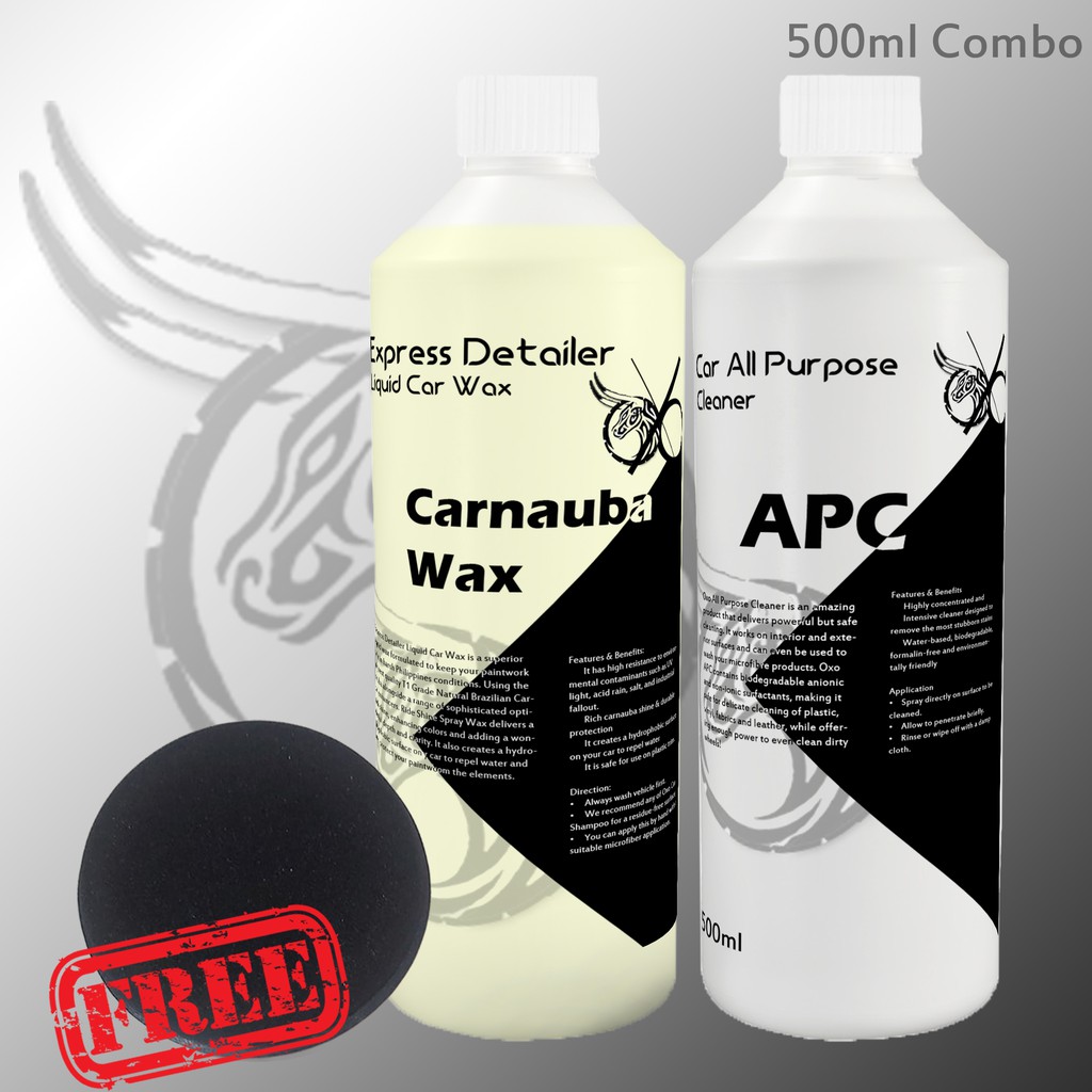 OXO KLEEN Express Detailer Liquid Car Wax & 500ml APC 500ml with Free ...