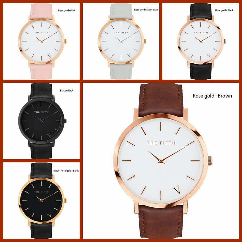 The Fifth Watch Leather Men's Women's Quartz Analog Brand Watch ...