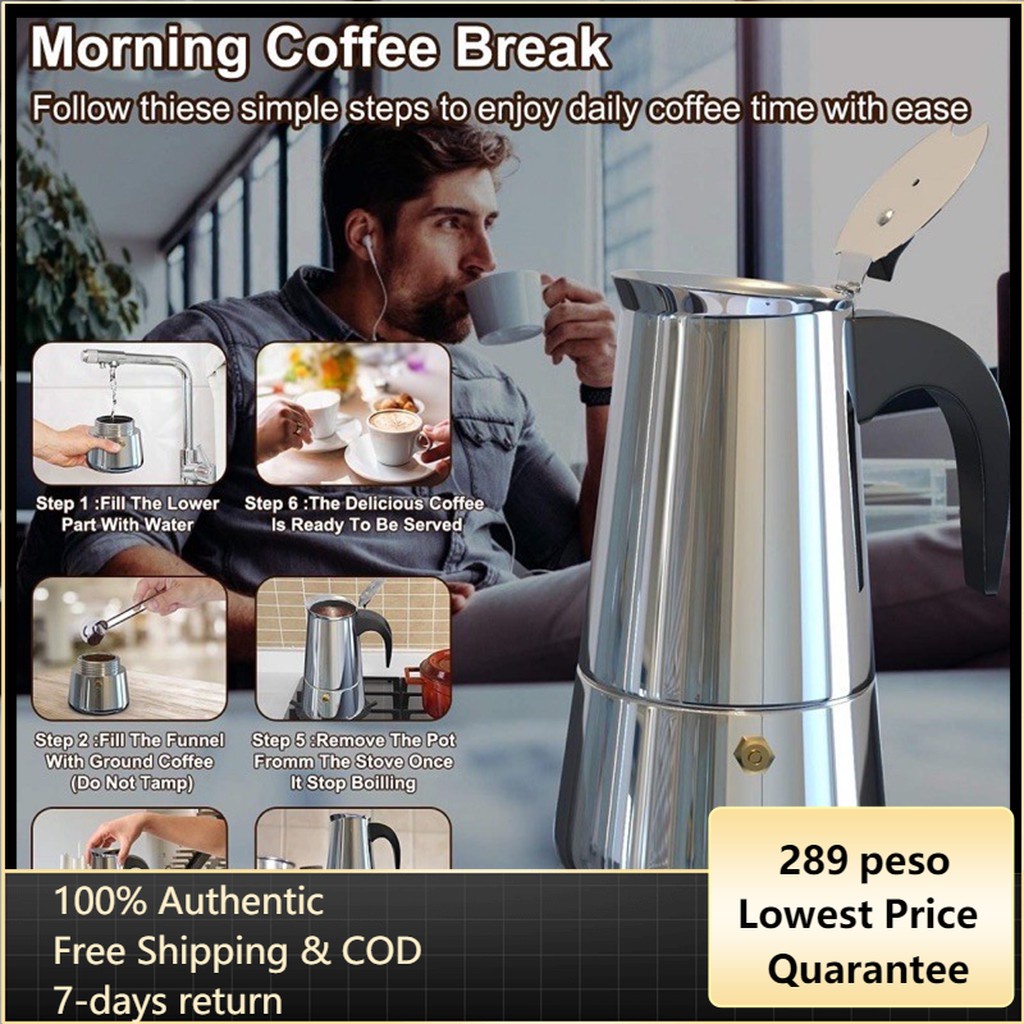 200/300/450ml Italian coffee mocha pot Mocha pot Stainless steel mocha ...