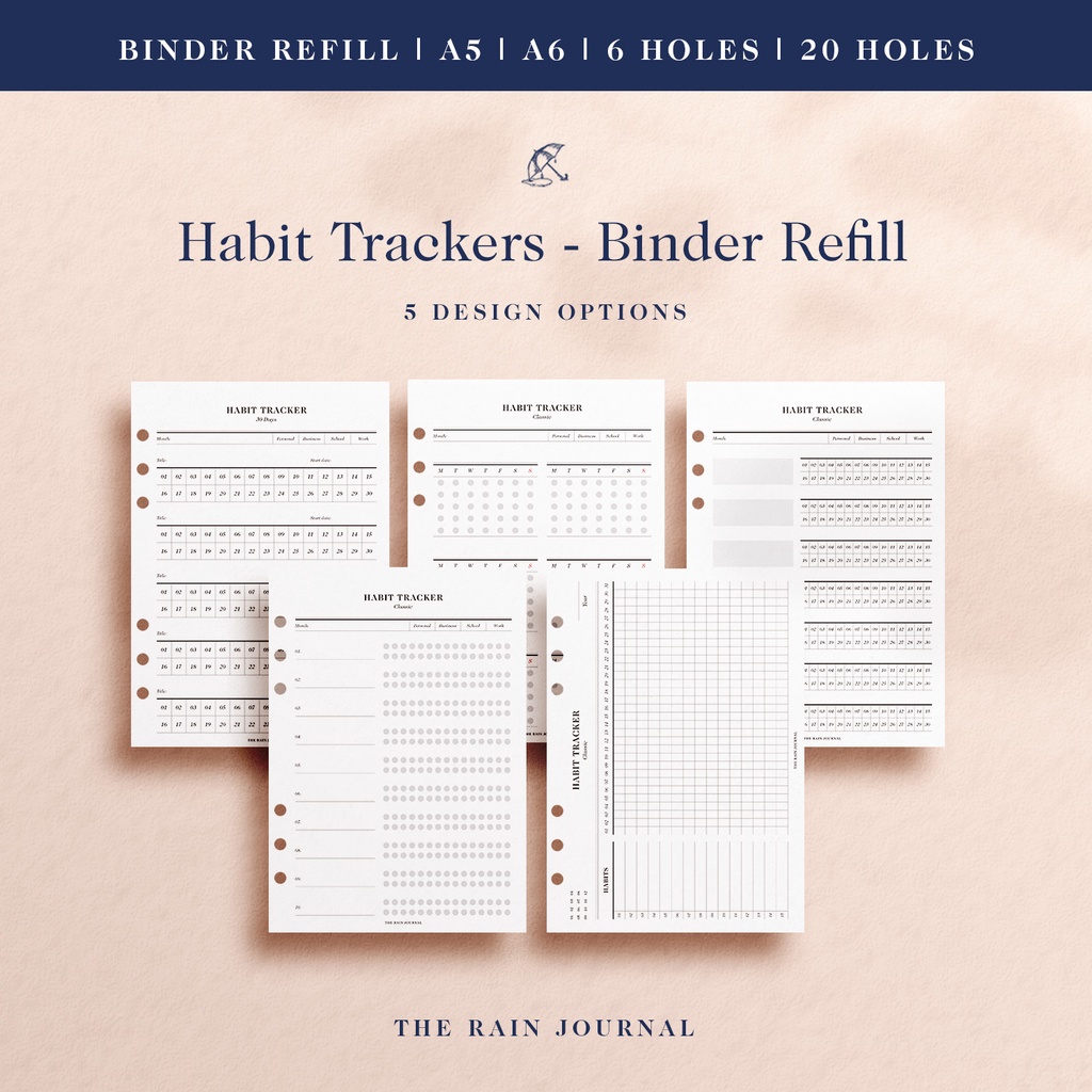 Habit Tracker / 30 Days Checklist - Binder Refill, Planner Refill, A5 ...