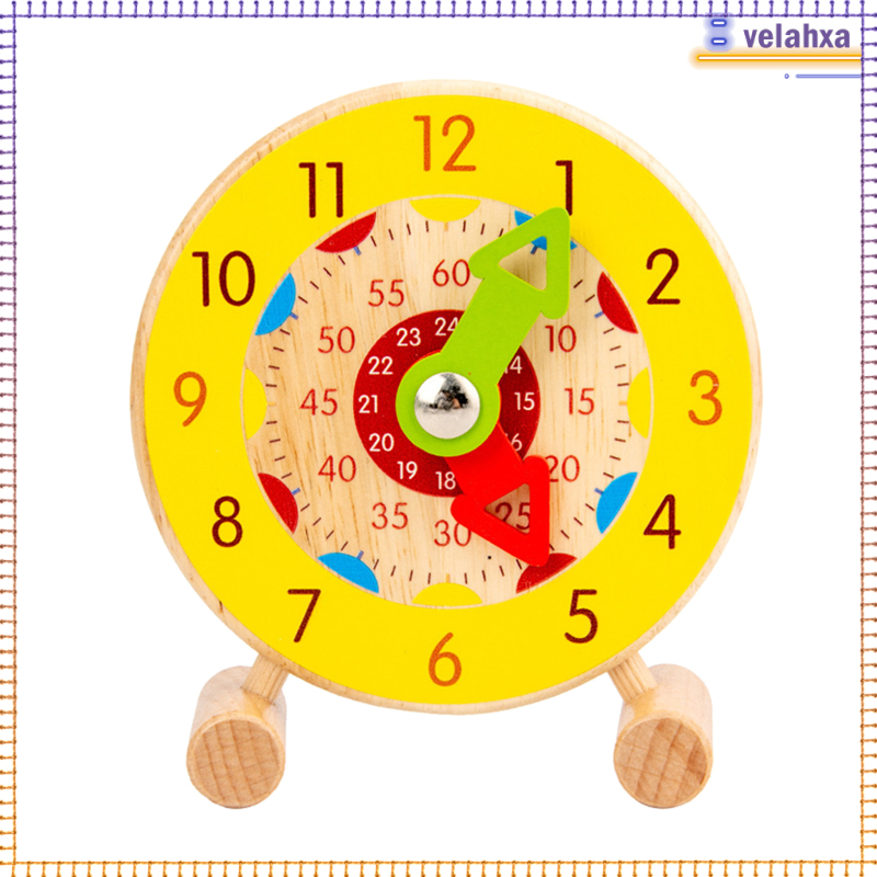 Wooden Learning Clocks Standing Shape & Color Sorting Clock Model ...