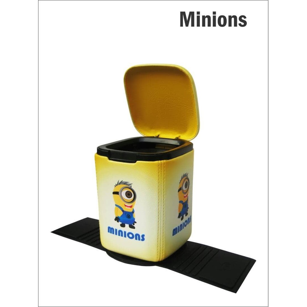 Premium Synthetic Leather Minion Car Trash Can Dustbin Trendy | Shopee ...