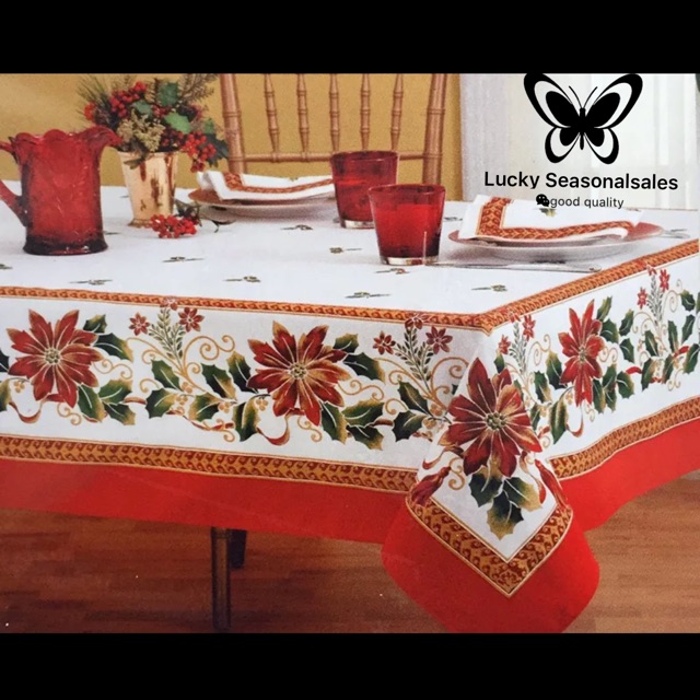 6 Seater Christmas table cloth 150×180cm(Tela) random design | Shopee ...