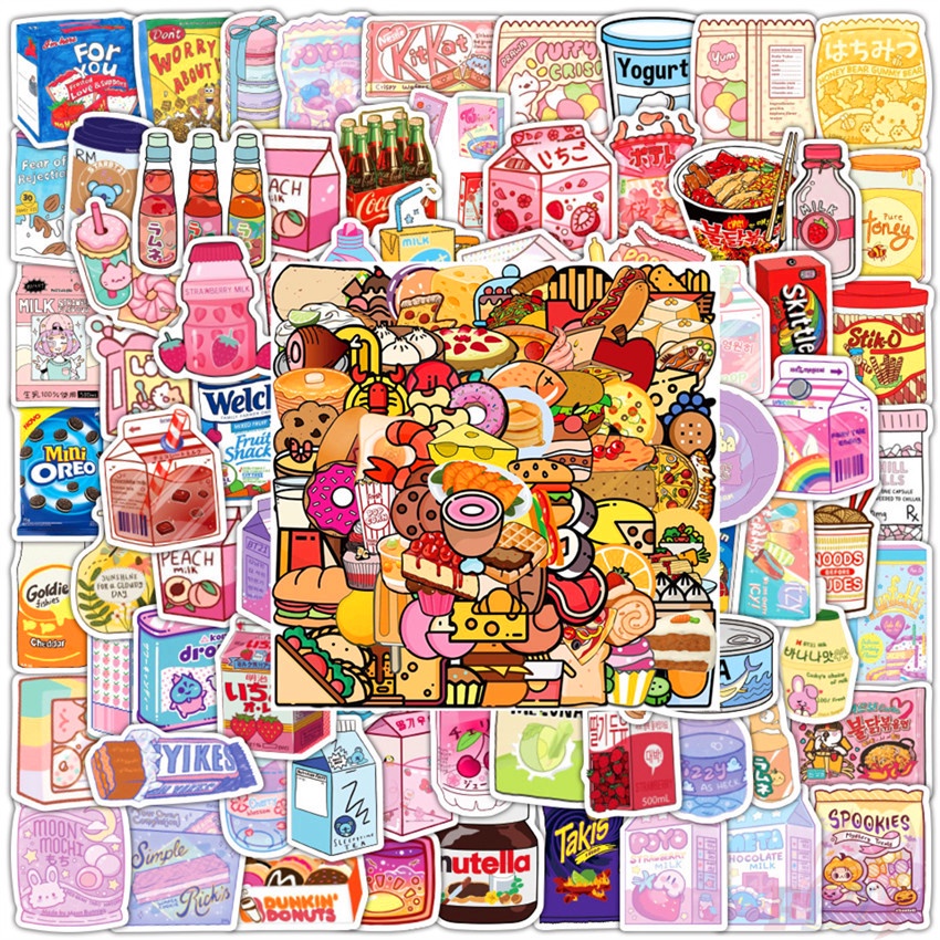 200Pcs/Set ☆ Yummy Delicious Food - Snacks Drinks Candy Mini Stickers ...