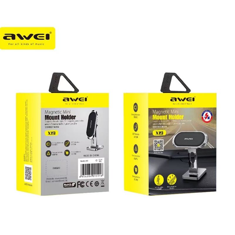 Awei X19 Portable Universal Magnetic Car Mount Holders Metal Mini Stand ...