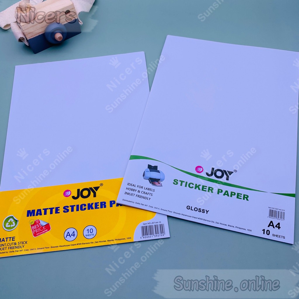 Joy 10sheets Matte / Glossy Sticker Paper A4 Printable | Shopee Philippines