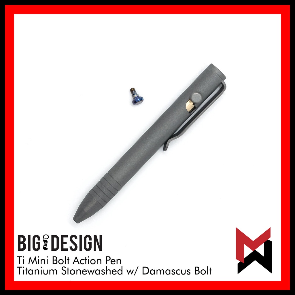 BIGiDESIGN - Ti Mini Bolt Action Pen - Stonewashed - Titanium ...