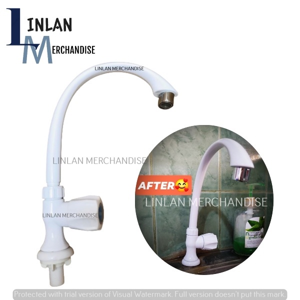 1 PC Deck Mounted Single Round Handle Big Neck Pillar Kitchen Faucet ...