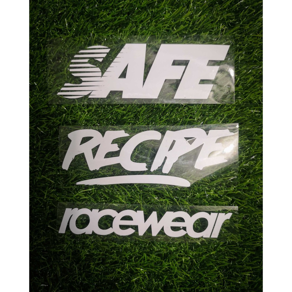 Windshield Visor Sticker for Motorcycle - Safe Recipe Racewear set ...