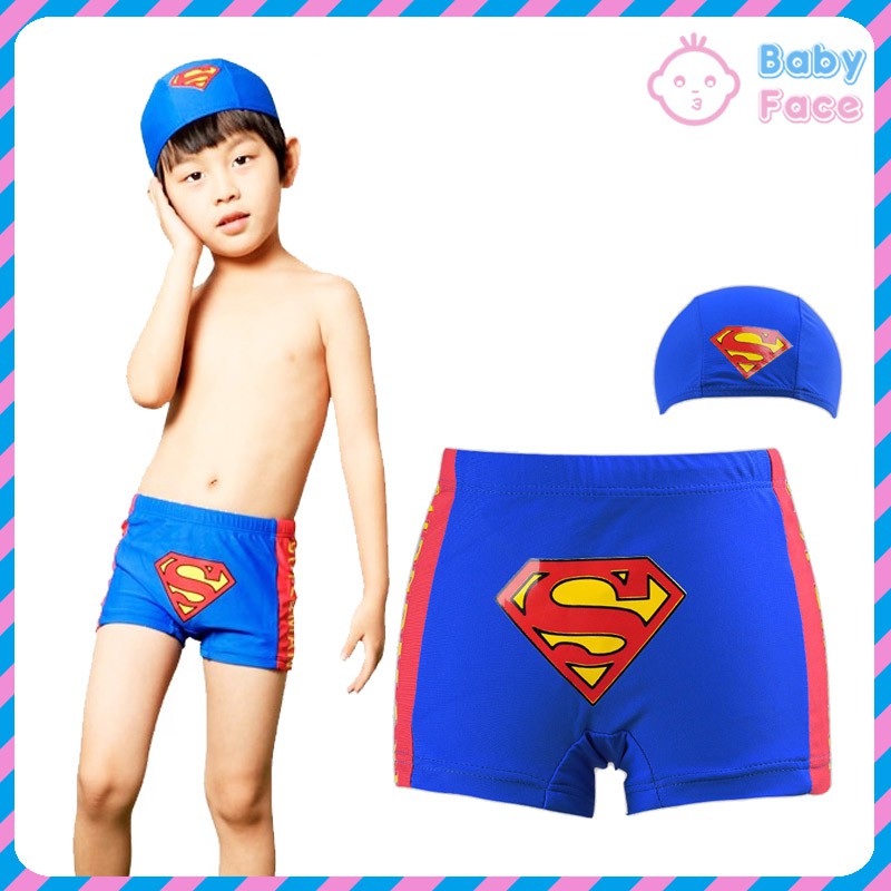 Children Swimming Trunks Boy Boxer Superman Briefs+cap | Shopee Philippines