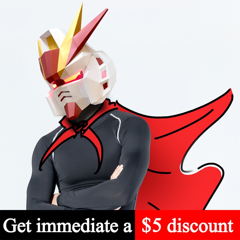 Pre-cut Gundam Mask Headgear Paper Model,Low Poly 3D Papercraft,Party ...
