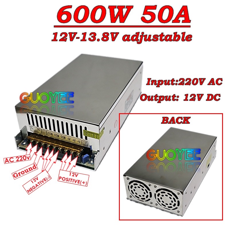 POWER SUPPLY 50AMPERE 600watts 50A 600W 12V-13.8VOLTS FOR RADIO CCTV ...