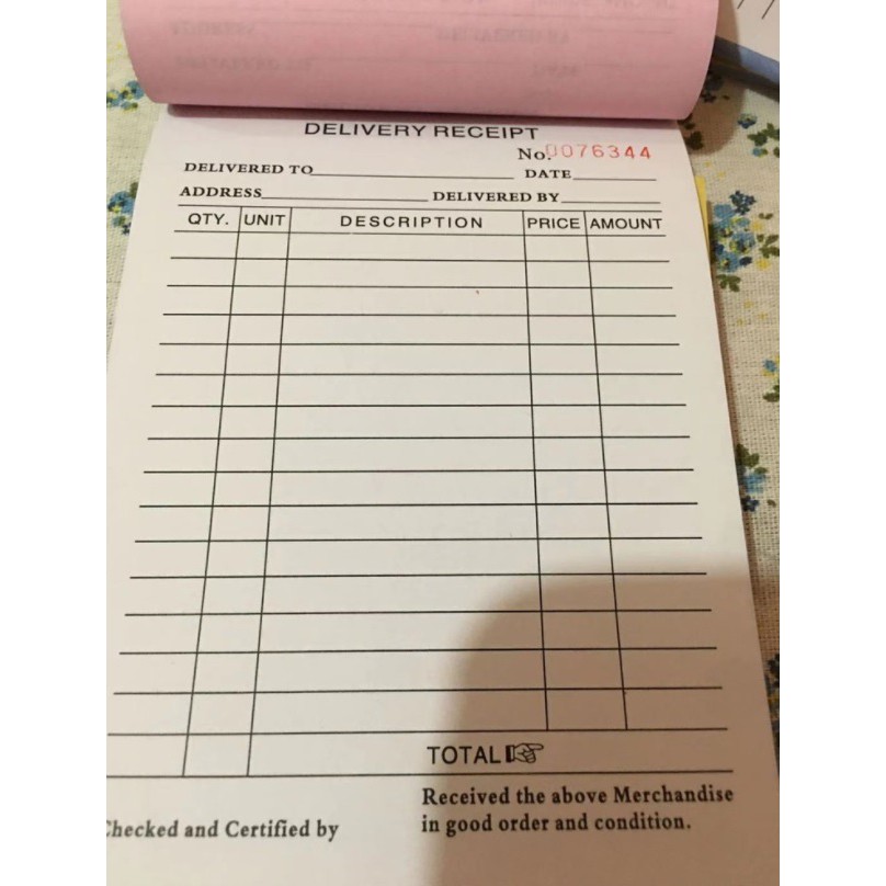 BIG DELIVERY RECEIPT Resibo (vertical) duplicate and triplicate carbon ...