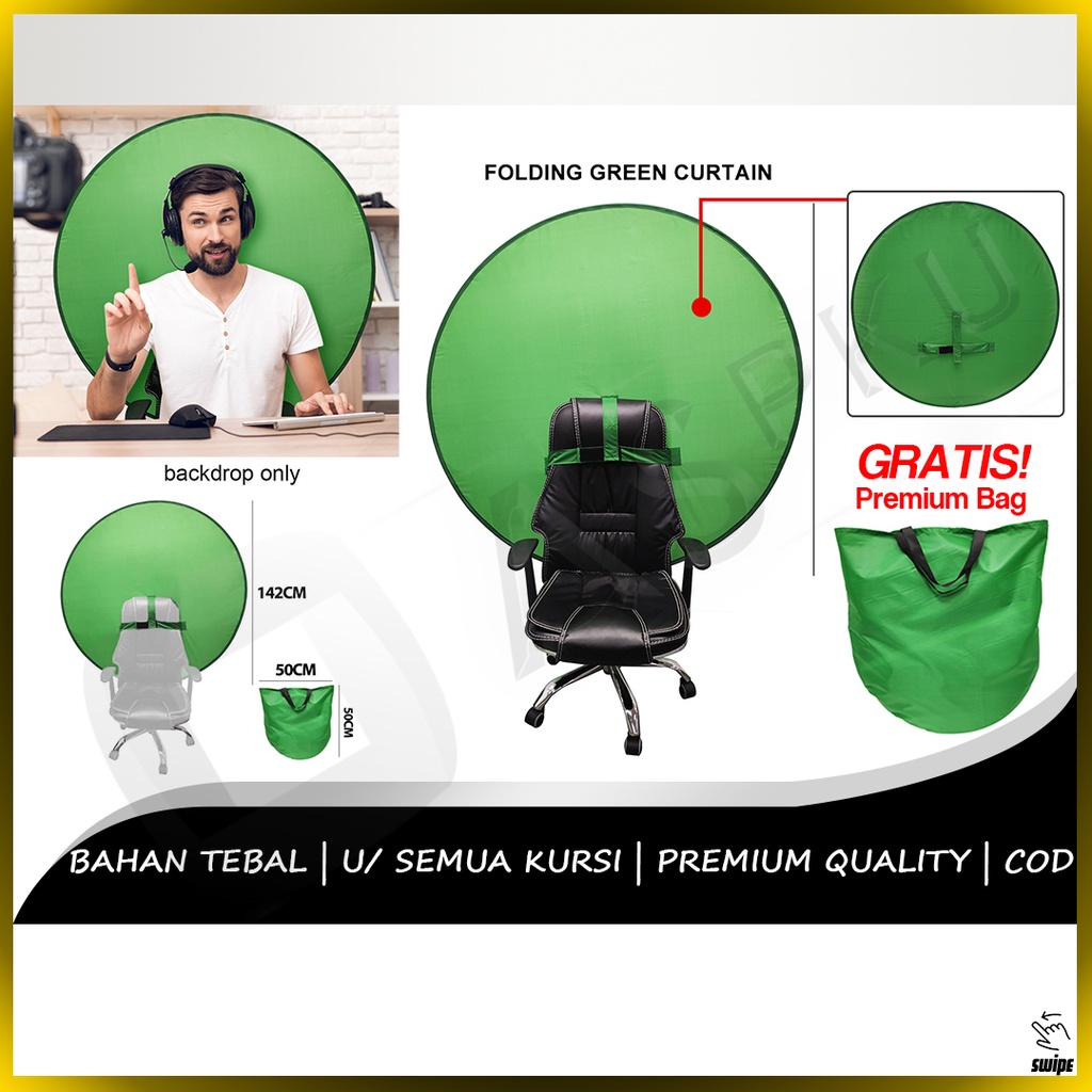 HIJAU Premium Green Screen Chair Background Green Cloth Background Live ...