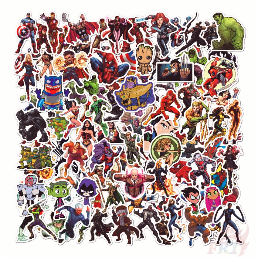 100Pcs/Set Marvel & DC Superhero Series C Stickers Waterproof DIY ...