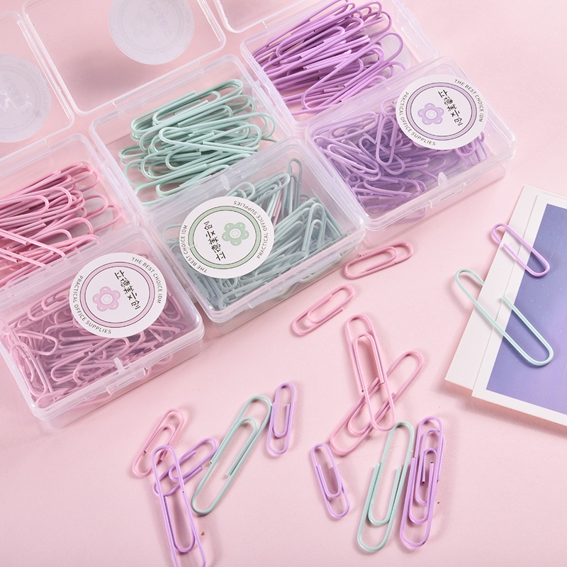 50 Pcs Creative Macaron Colorful Paper Clip Metal Multipurpose File Pin ...
