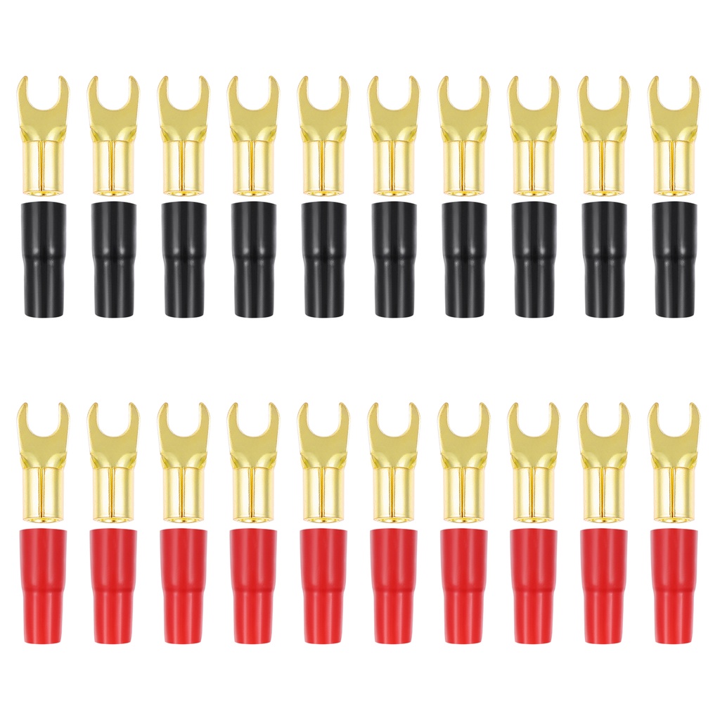 WAKAUTO 10 Pairs 8 Gauge Strip Spade Terminal Copper Gold Plated ...