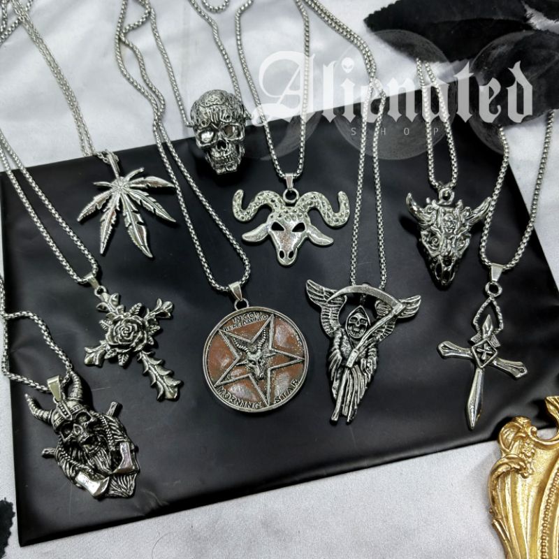 𝗠𝗶𝘅 𝗕𝗶𝗴 𝗦𝗸𝘂𝗹𝗹 𝗗𝗲𝗺𝗼𝗻 𝗗𝗲𝘃𝗶𝗹 𝗖𝗿𝗼𝘀𝘀 Stainless Chain Necklace Gothic Grunge ...