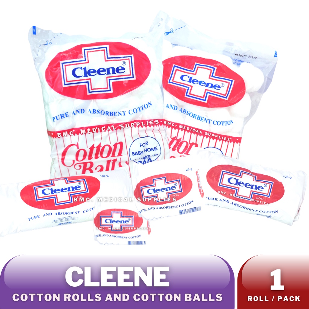 Cleene Cotton Balls (300's) (100's) (50's) and Cotton Roll (90G) (25g ...