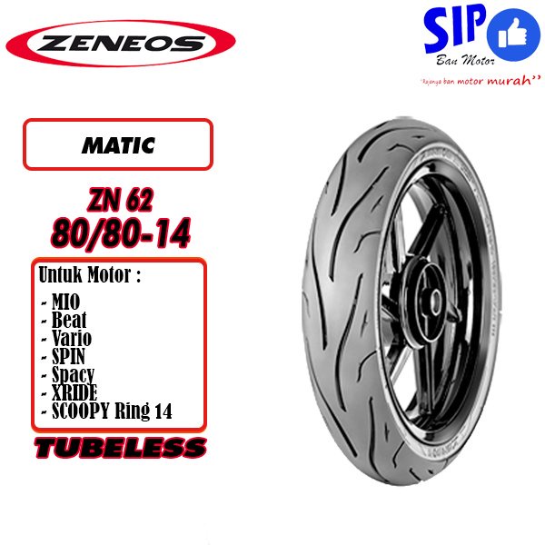 Zeneos ZN62 80 14 tubeless beat mio vario automatic motorbike tire ...