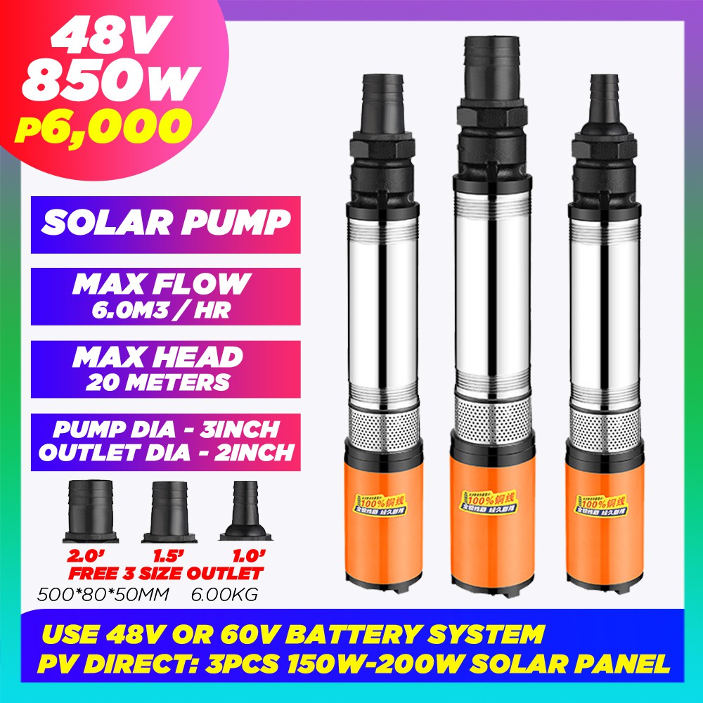 DC Solar Pump PV Direct Solar Pump 48V 60V 850W | Shopee Philippines