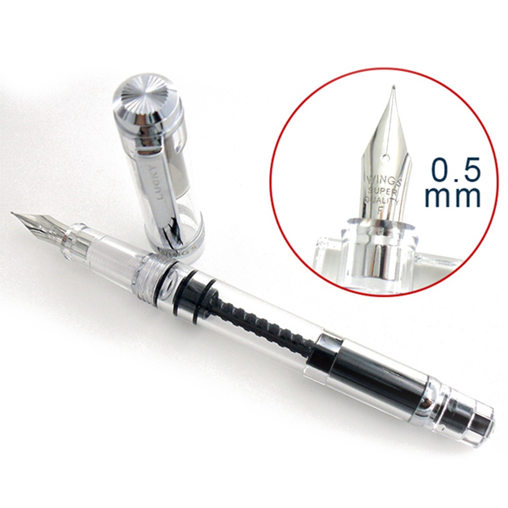 New Wing Sung 698 Transparent Piston Fountain Pen 0.5mm Fine Nib ...