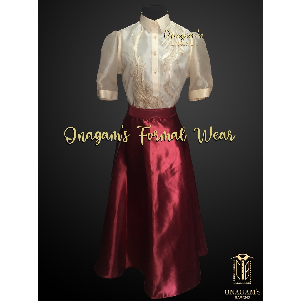 Ladies barong blouse and skirt | Shopee Philippines