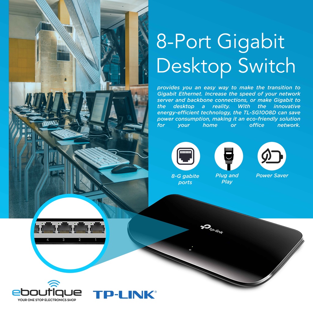 TP-Link 8-Port Gigabit Desktop Rackmount Switch (Tl-Sgd1008D) | Shopee ...