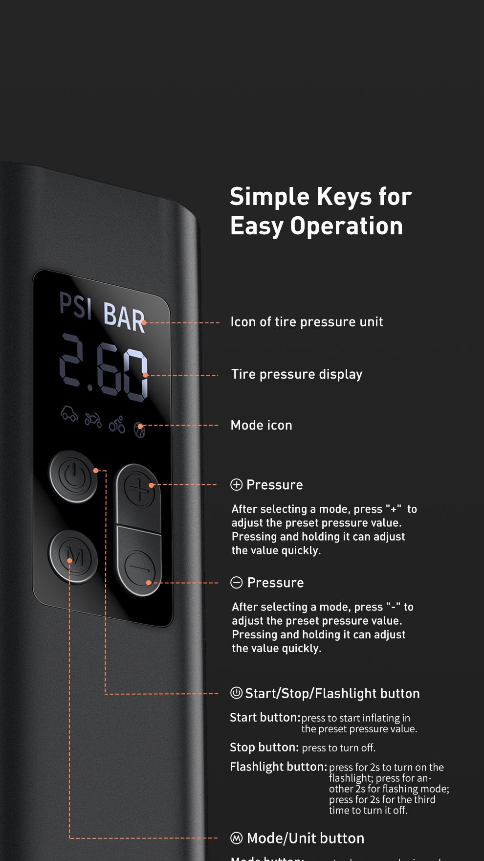 Baseus Super Mini Digital Display Inflator Pump Maximum Pressure 150PSI ...