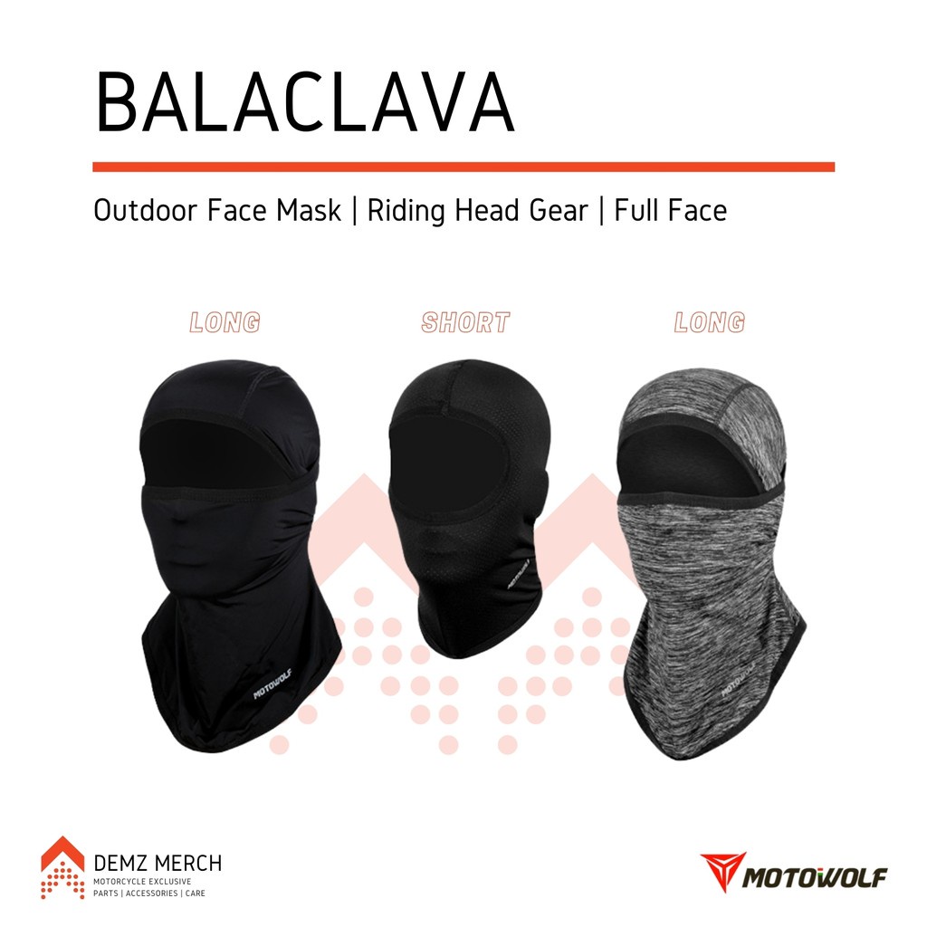 MOTOWOLF Balaclava Full Face Breathable Fabric Soft Long Short Face ...