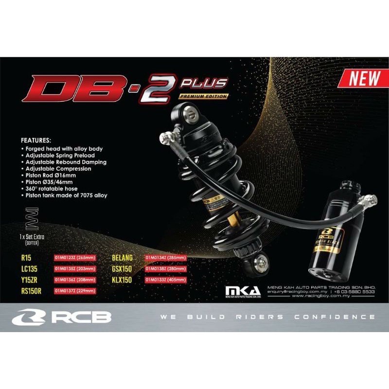 RCB RACING BOY MONOSHOCK DB-2 DB2 PLUS LINE PREMIUM EDITION Y15ZR Y15 ...