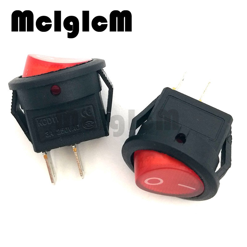 10pcs Rocker Switch 3A 250V AC SPST 2 pin ON-OFF Mini Round red ...