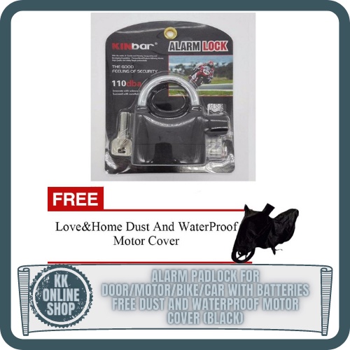 KK Alarm Padlock for Door/Motor/Bike/Car with Batteries FREE Dust and ...