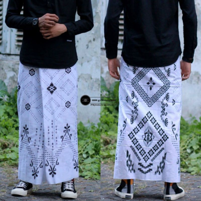 PUTIH Muslim Men's batik Sarong Adult muslim Men's batik Sarong White ...