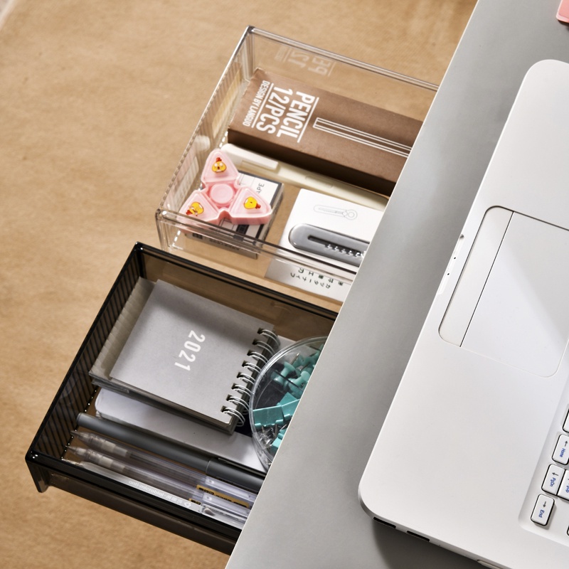 Acrylic Under Desk Drawer Organizers Self-Adhesive Table Bins Container ...