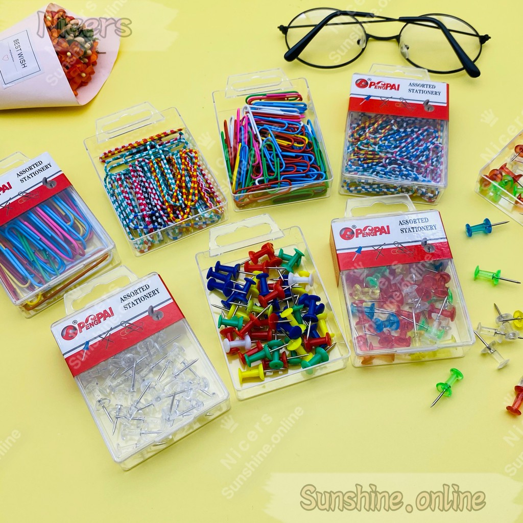 Pengpai Color Push Pins Paper Clips 33mm 50mm | Shopee Philippines